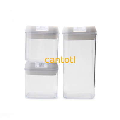 BPA free Customized Square Type Set Of 3pcs Plastic Airtight Food Storage Box