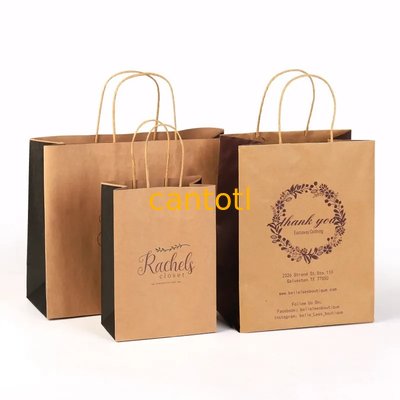100% Eco-Friendly Recyclable Reinforced Handle Small Gift Craft Paper Bag With Your Own Logo