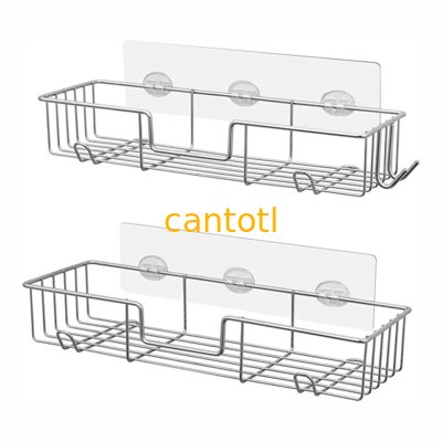 No Drilling Adhesive Rustproof Stainless Steel Shower Organizer for Bathroom