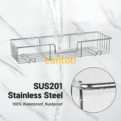 No Drilling Adhesive Rustproof Stainless Steel Shower Organizer for Bathroom