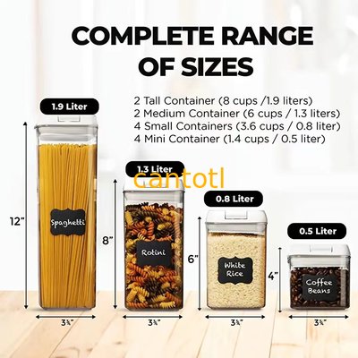 Bpa Free 12 Pcs Set Kitchen Pantry Organization Plastic Food Storage Container