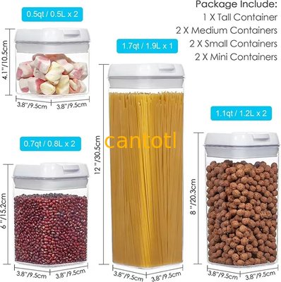 7 Pieces BPA Free Airtight Food Storage Containers Plastic Cereal Containers with Easy Lock Lids