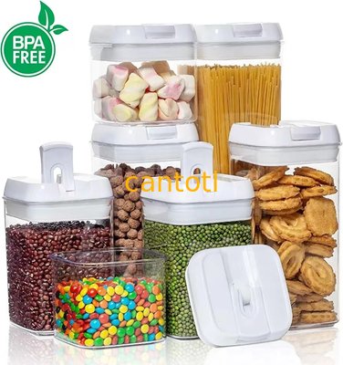 7 Pieces BPA Free Airtight Food Storage Containers Plastic Cereal Containers with Easy Lock Lids