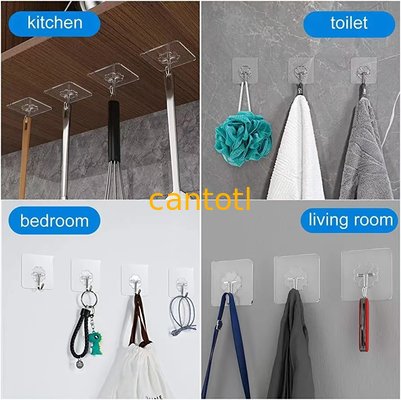 Transparent Waterproof Sticky Adhesive Wall Hooks for Keys Bathroom Outdoor Kitchen Door
