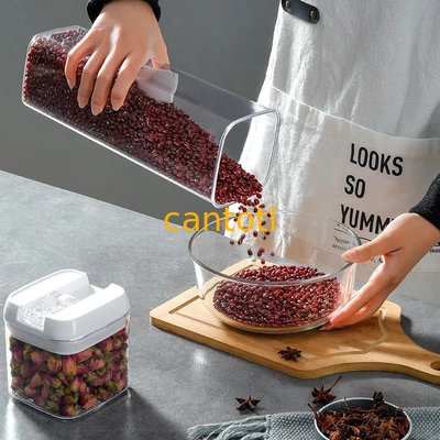 9 Pcs Set Stackable Transparent Pantry Airtight Cereal Dry Food Plastic Storage Containers with White Lid