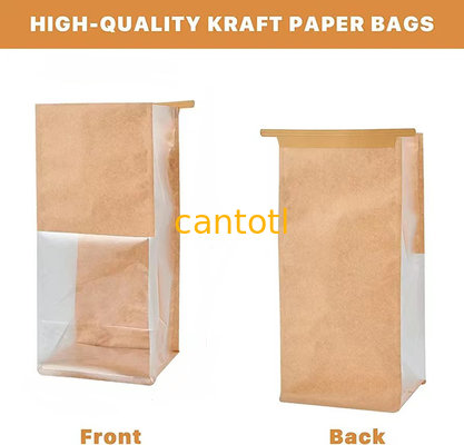 No Odor Thick Brown Bakery Bags with Window Paper Bread Bags Kraft Paper Bags with Window