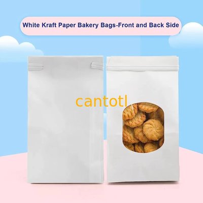 Recyclabe Easy to Fill and Open White Kraft Paper Bakery Bags with Window