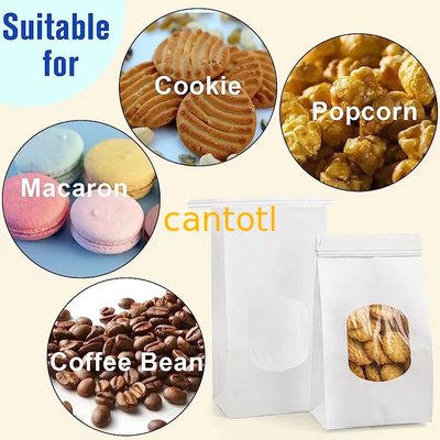 Recyclabe Easy to Fill and Open White Kraft Paper Bakery Bags with Window