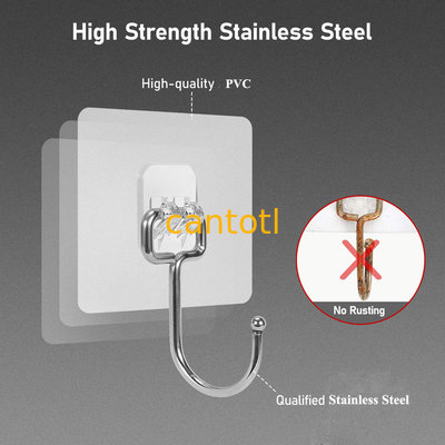 Waterproof and Rustproof Wall Hooks Large Adhesive Hooks for Kitchen, Bathroom, Home and Office
