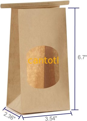 Bakery Bags with Window Kraft Paper Bags Tin Tie Tab Lock Bags Window Bags Cookie Bags Coffee Bags Treat Bags