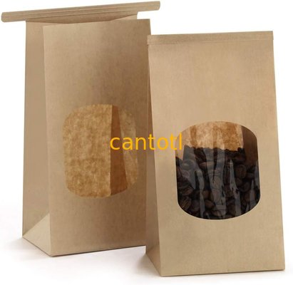 Bakery Bags with Window Kraft Paper Bags Tin Tie Tab Lock Bags Window Bags Cookie Bags Coffee Bags Treat Bags