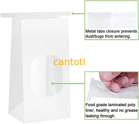 Bakery Bags with Window Kraft Paper Bags Tin Tie Tab Lock Bags Window Bags Cookie Bags Coffee Bags Treat Bags