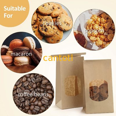 Bakery Bags with Window Kraft Paper Bags Tin Tie Tab Lock Bags Window Bags Cookie Bags Coffee Bags Treat Bags