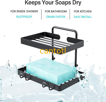 Easy Install 2 Tier Soap Tray Adhesive Stainless Steel Soap Dish Bar Soap Holder for Bathroom and Kitchen