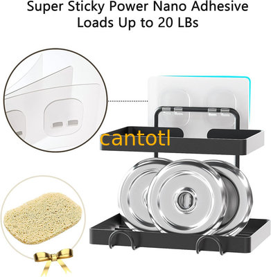 Easy Install 2 Tier Soap Tray Adhesive Stainless Steel Soap Dish Bar Soap Holder for Bathroom and Kitchen