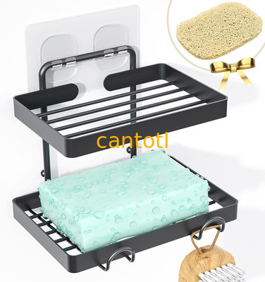 Easy Install 2 Tier Soap Tray Adhesive Stainless Steel Soap Dish Bar Soap Holder for Bathroom and Kitchen