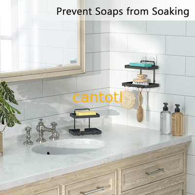 Easy Install 2 Tier Soap Tray Adhesive Stainless Steel Soap Dish Bar Soap Holder for Bathroom and Kitchen