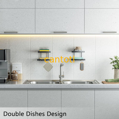 Easy Install 2 Tier Soap Tray Adhesive Stainless Steel Soap Dish Bar Soap Holder for Bathroom and Kitchen