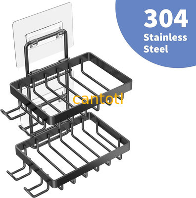 No Drilling Wall Mounted Stainless Steel Double Soap Bar Holder for Shower and Kitchen