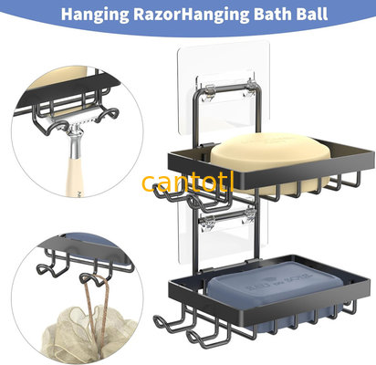 No Drilling Wall Mounted Stainless Steel Double Soap Bar Holder for Shower and Kitchen