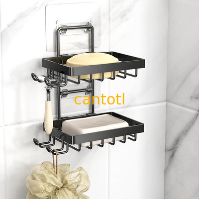 No Drilling Wall Mounted Stainless Steel Double Soap Bar Holder for Shower and Kitchen
