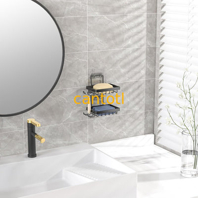 No Drilling Wall Mounted Stainless Steel Double Soap Bar Holder for Shower and Kitchen
