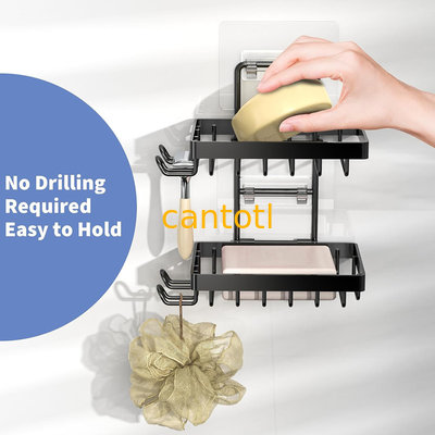 No Drilling Wall Mounted Stainless Steel Double Soap Bar Holder for Shower and Kitchen