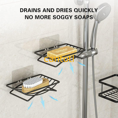 No Tools No Drilling Concave Design Soap Holders for Shower and Kitchen with Traceless Adhesive Strip