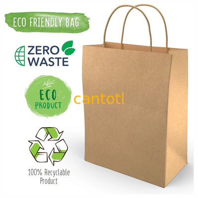 100% Recyclable Premium Quality Kraft Paper Bags with Handle