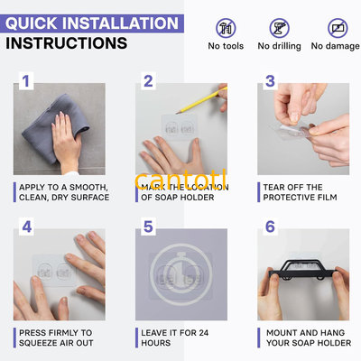 Drill Free Bar Soap Dish Adhesive Soap Holder for Shower Wall