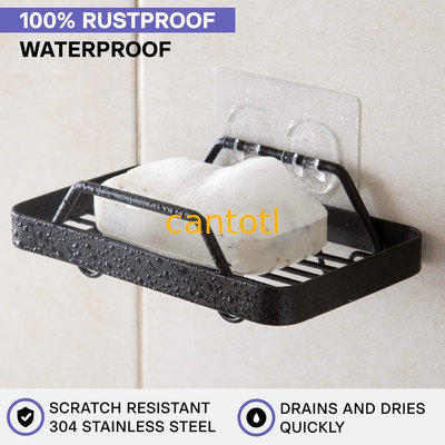 Drill Free Bar Soap Dish Adhesive Soap Holder for Shower Wall
