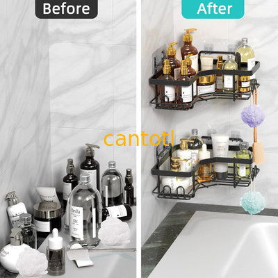 Waterproof Rustproof Wall-mounted Strong Adhesive Shower Organizer Shelf for Bathroom, Dorm and Kitchen