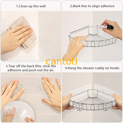 Shower Caddy Stainless Steel with Hooks Wall Mounted Bathroom Shelf Storage Organizer