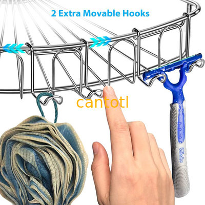 Shower Caddy Stainless Steel with Hooks Wall Mounted Bathroom Shelf Storage Organizer