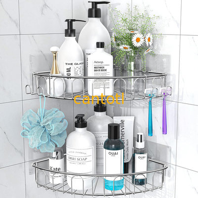 Shower Caddy Stainless Steel with Hooks Wall Mounted Bathroom Shelf Storage Organizer