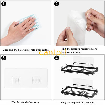 Rustproof and Fast Draining 2 Pack Shower Soap Holder with Hooks for Kitchen and Bathroom
