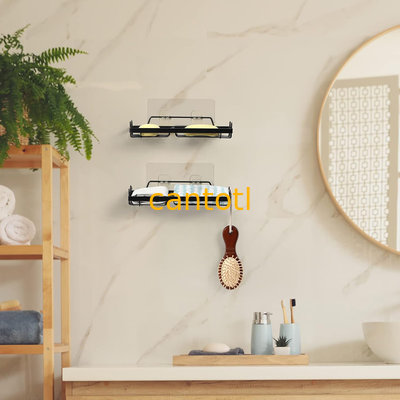 Rustproof and Fast Draining 2 Pack Shower Soap Holder with Hooks for Kitchen and Bathroom