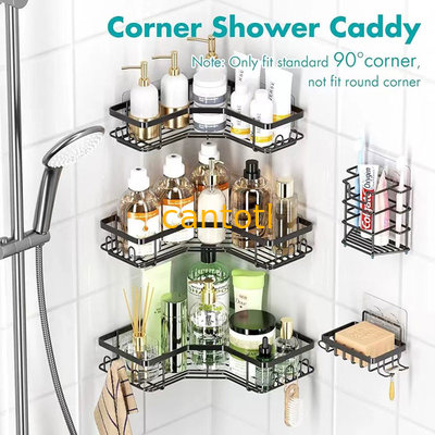 5-Pack Wall Mounted Adhesive Shower Organizer with Soap Holder and Toothbrush