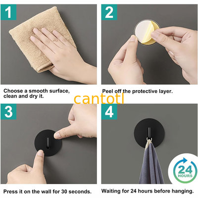 Sturdy Stainless Steel Strong Adhesive Heavy Duty Waterproof Shower Hook Adhesive Wall Hooks