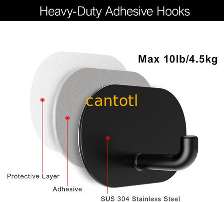 Rust-Proof Adhesive Hooks Heavy Duty Stick On Wall Hooks Stainless Steel Kitchen Bathroom Hooks