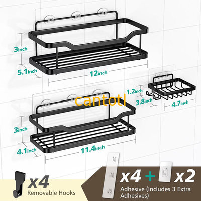 Rustproof No Drilling 3 Pack Stainless Steel Shower Caddy with Soap Holder for Kitchen and Bathroom
