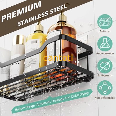Rustproof No Drilling 3 Pack Stainless Steel Shower Caddy with Soap Holder for Kitchen and Bathroom