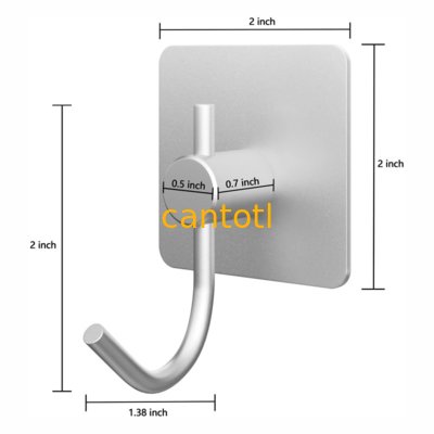 Waterproof Adhesive Wall Hooks Aluminum Towel Hooks for Kitchen and Bathroom