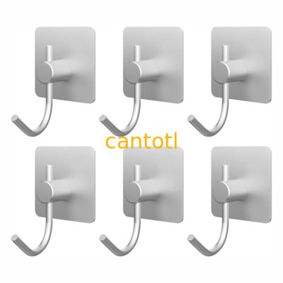 Waterproof Adhesive Wall Hooks Aluminum Towel Hooks for Kitchen and Bathroom