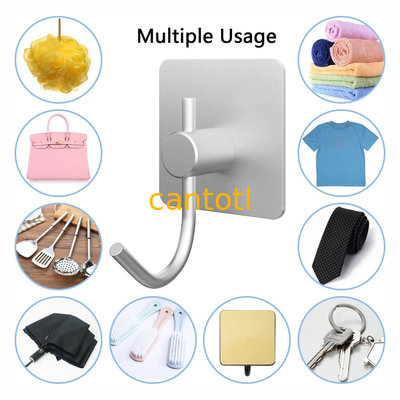 Waterproof Adhesive Wall Hooks Aluminum Towel Hooks for Kitchen and Bathroom