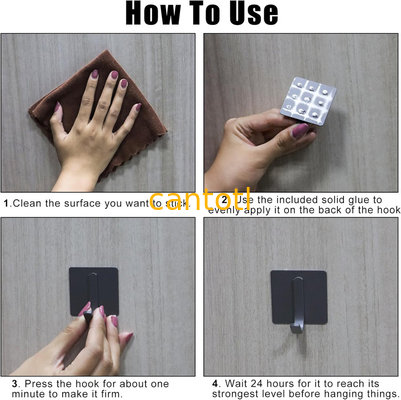 Stable and Durable Adhesive Hooks Stainless Steel Wall Hooks Stick on Hooks