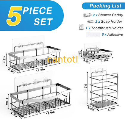 Large Capacity Rustproof Stainless Steel Shower Caddy for Bathroom Organization