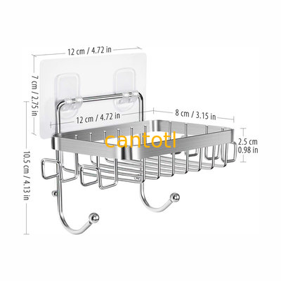 Wall Mounted Square Strong Adhesive Hanging Soap Dish Stainless Steel Soap Basket for Toilet