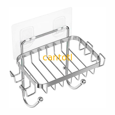 Wall Mounted Square Strong Adhesive Hanging Soap Dish Stainless Steel Soap Basket for Toilet