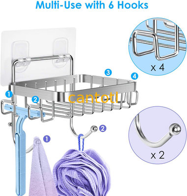 Wall Mounted Square Strong Adhesive Hanging Soap Dish Stainless Steel Soap Basket for Toilet